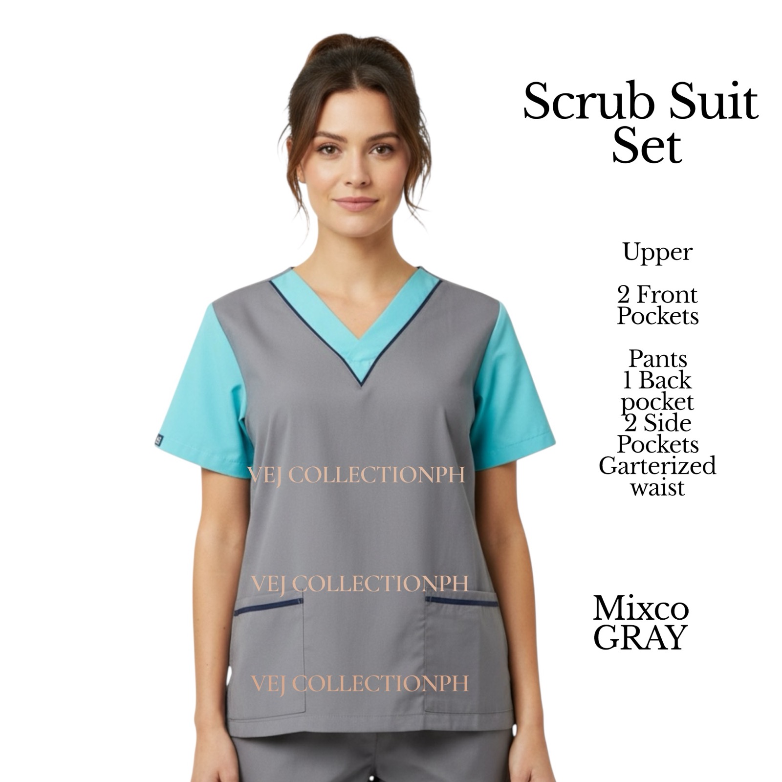 VEJCO1225 Scrub Suit Set MIXCO for OB-GYN Nurse Therapist Medical Staff ...