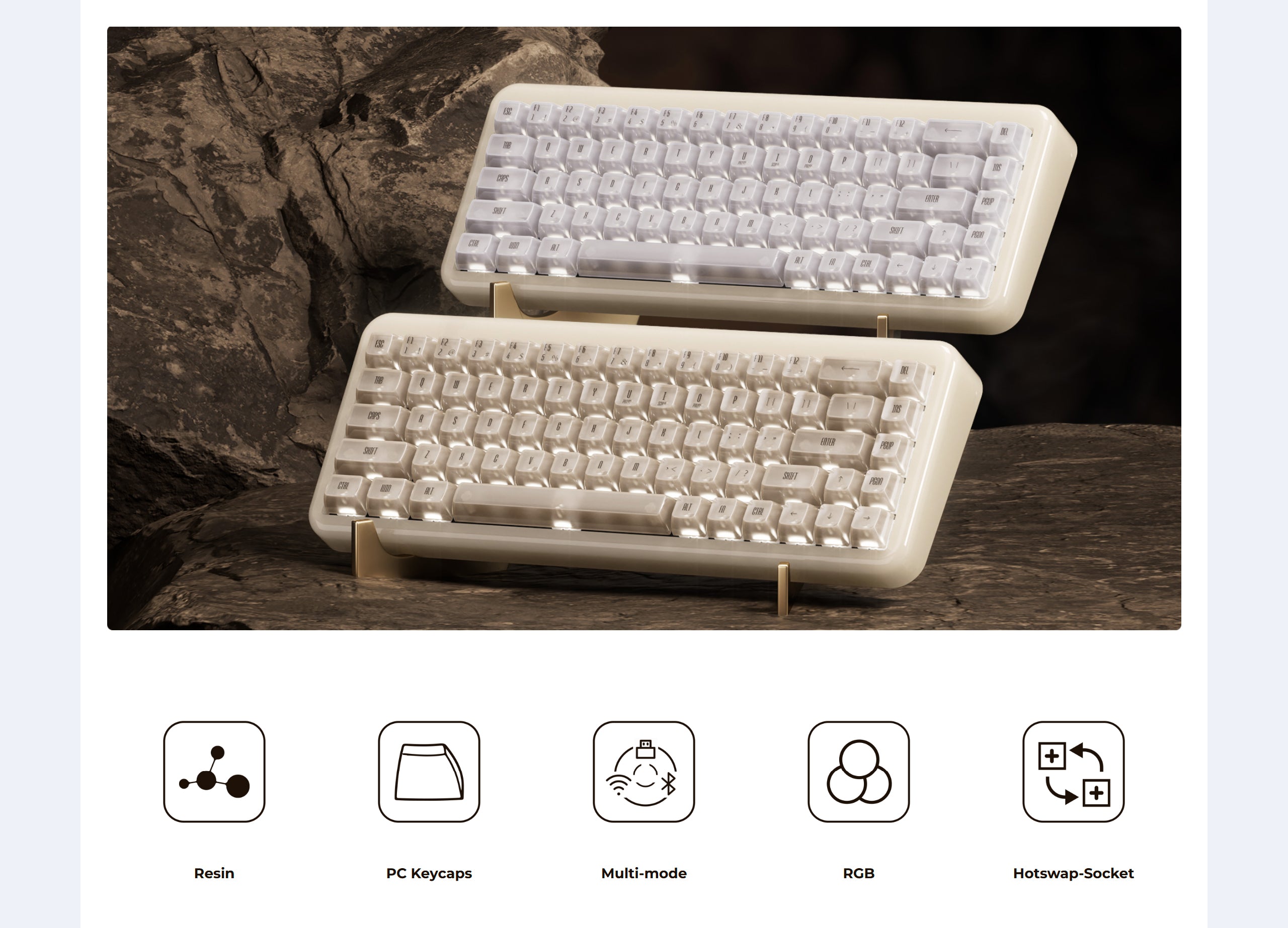 Akko YU01 Resin Case Multi-Mode Hot-Swappable Mechanical Keyboard ...