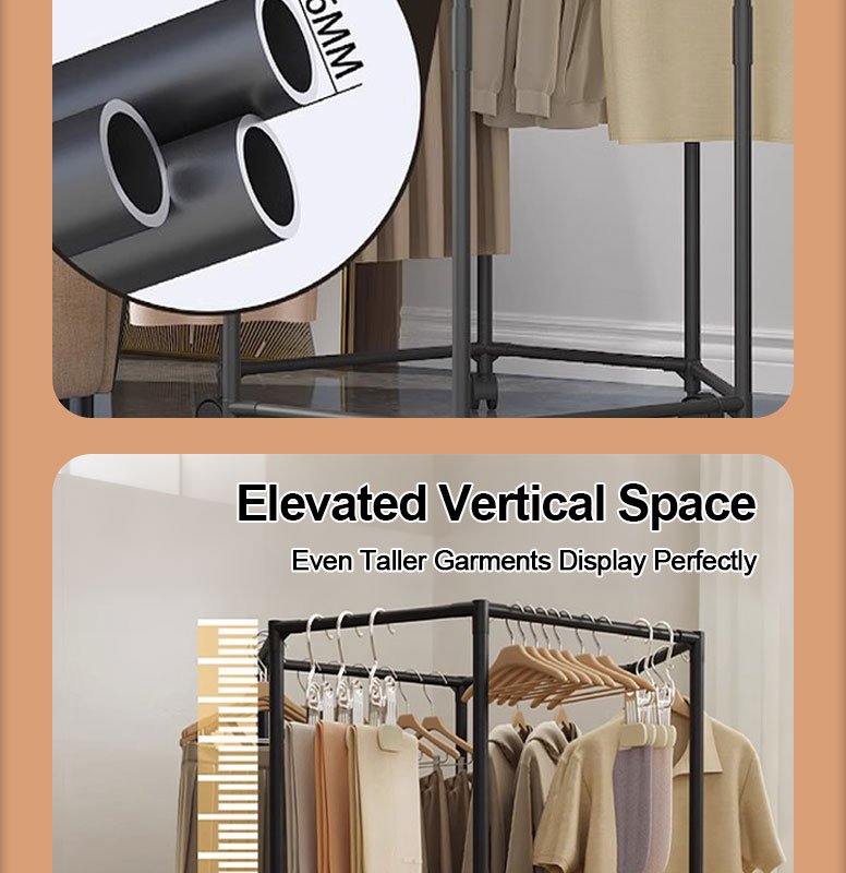 360° Rotating Clothes Hanger with Wheels Hanger Stand Stainless Heavy ...