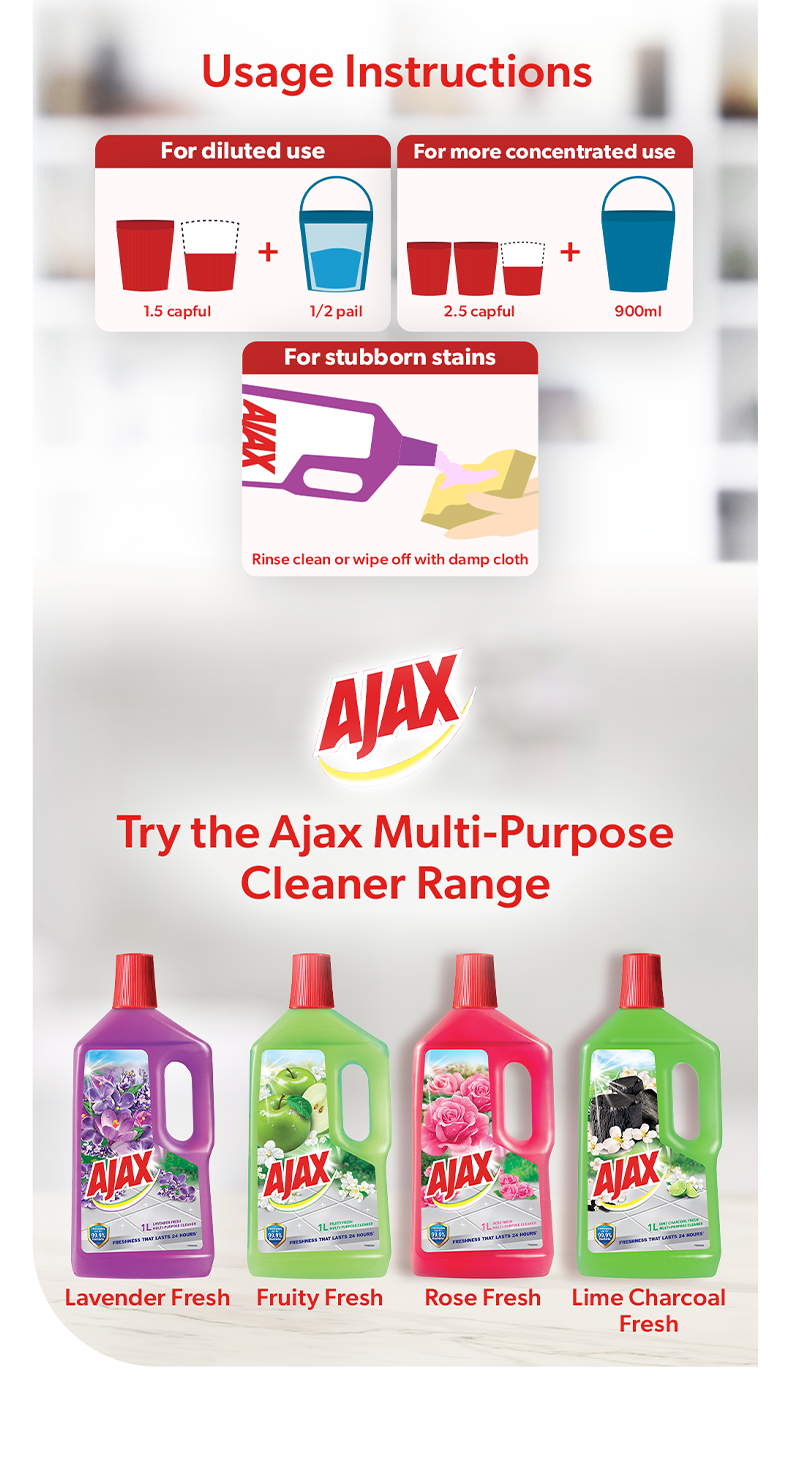 Ajax Lavender Fresh Antibacterial Multipurpose Cleaner 2L | Shopee ...