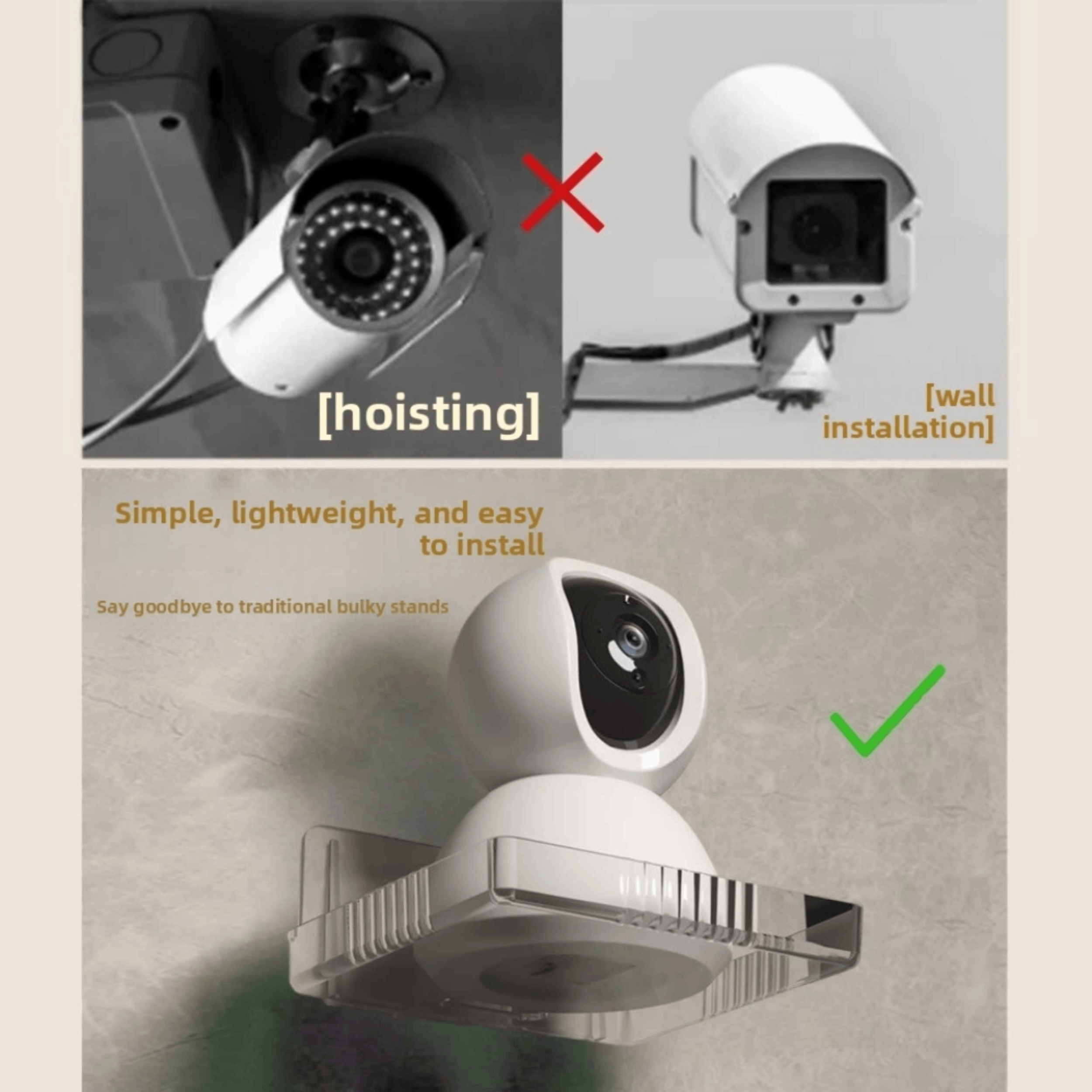 Self-Adhesive CCTV Camera Mount Adjustable Angle No-Drill Wall Bracket ...