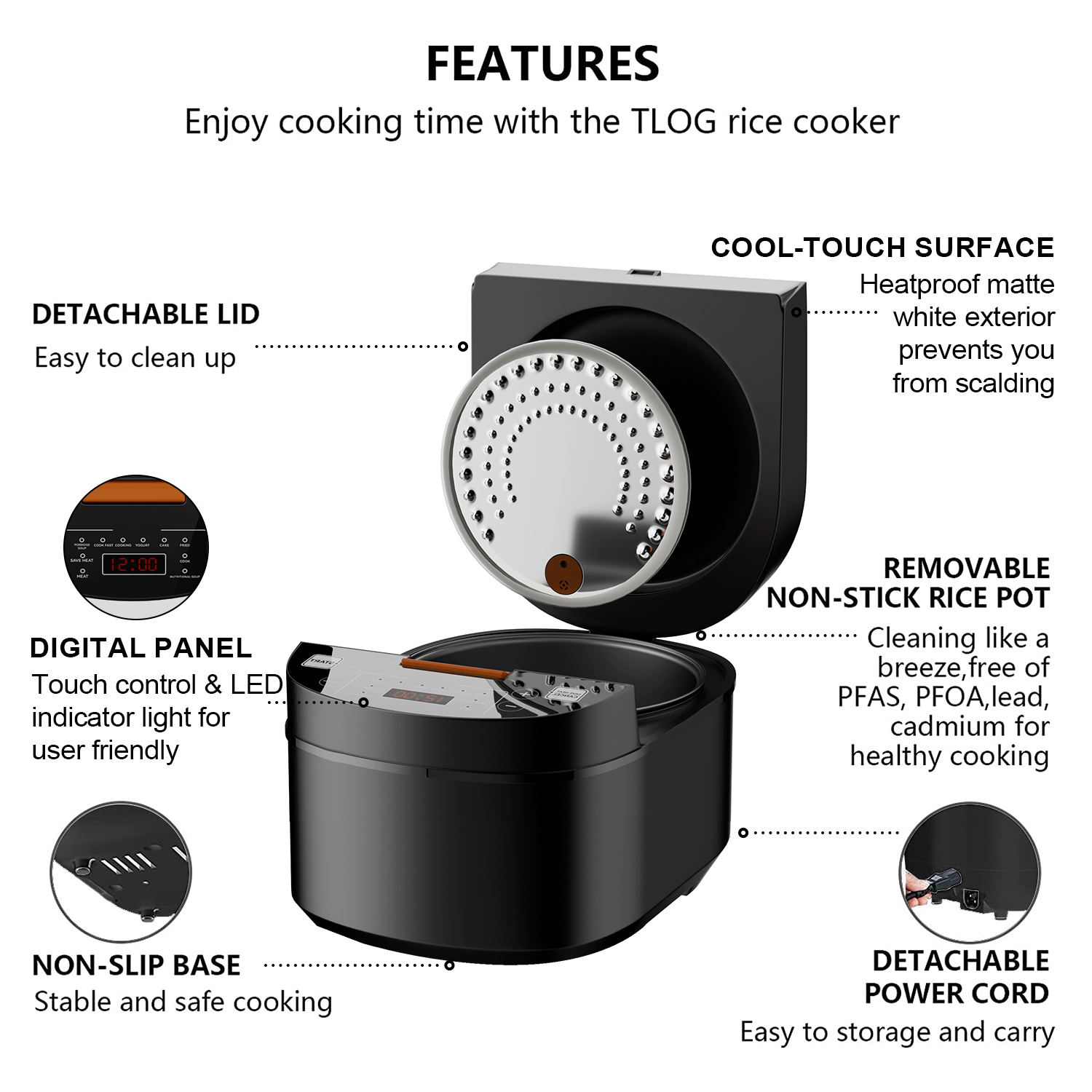 Yowxii Rice Cooker Stainless 4L Large Capacity Standard Multifunctional ...