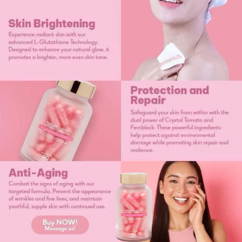 Glutathione Capsule with Collagen & Oral Sunblock Whitening/HIKARI SKIN ...