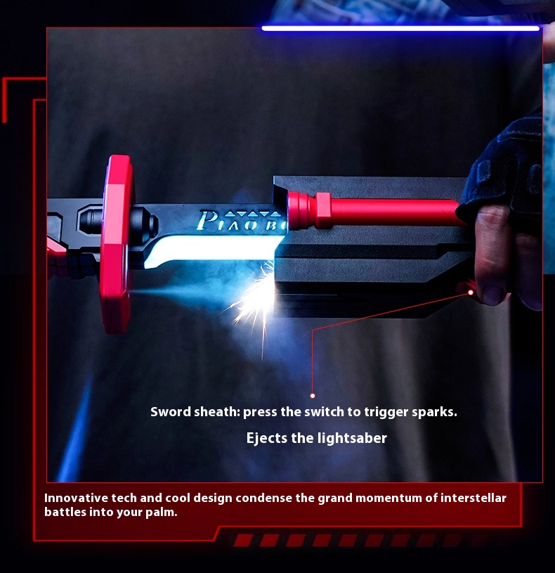 80CM Colorful Streamer Glowing Sword Toys with Spark & Smoke Effect ...
