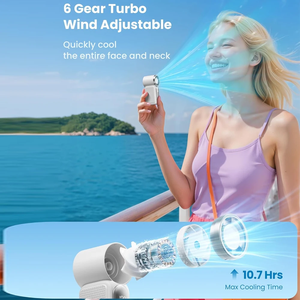 Mini Fan Portable Handheld Turbo Fan Air Turbo Cooling usb charging ...