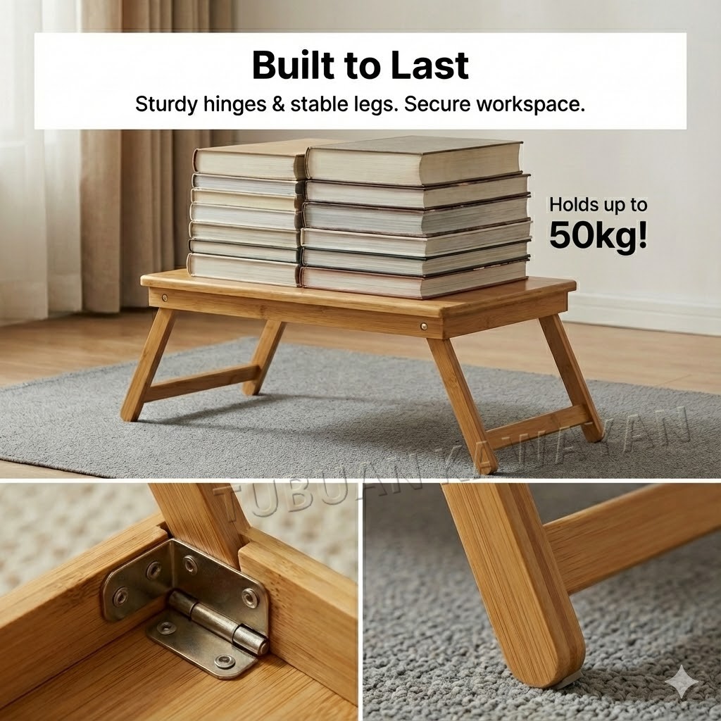 TUBUAN Bamboo Bed Table Foldable Table Wooden Computer Folding Table ...