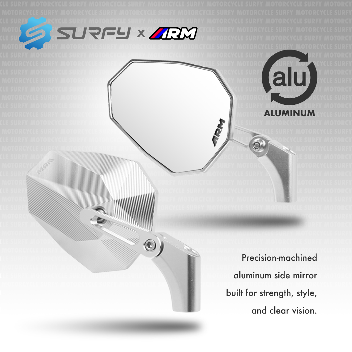 ARM Nighthawk V3 Side Mirror Multi-Edge Design Full CNC 360° Adjustment ...