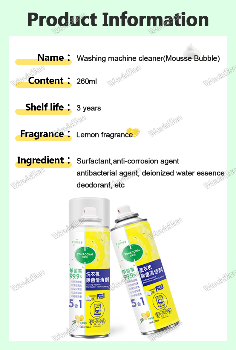 Washing Machine Cleaner Foam Strong Mousse for Hidden Dirt & Odor No ...