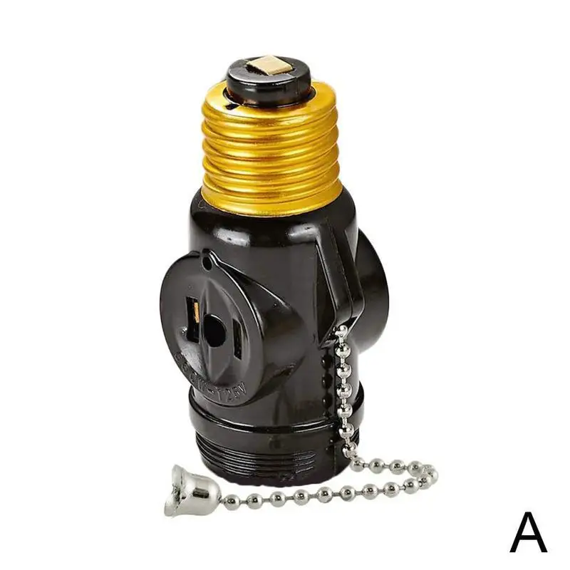 Bulb Socket to Outlet Adapter | Light Holder Splitter with Pull Chain ...