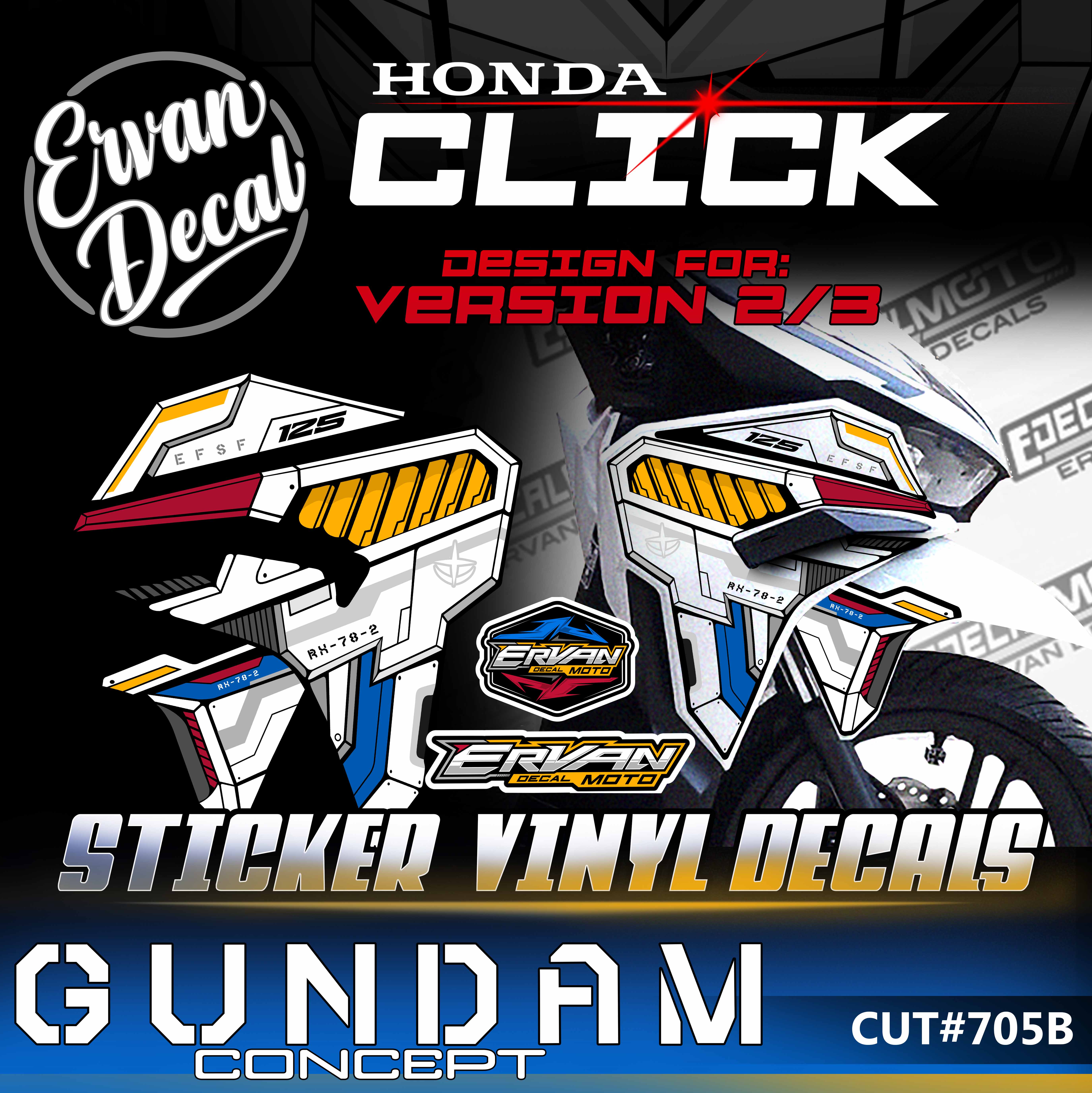 HONDA CLICK 125i VERSION 3 STICKER VINYL DECAL GUNDAM CONCEPT DESIGN ...