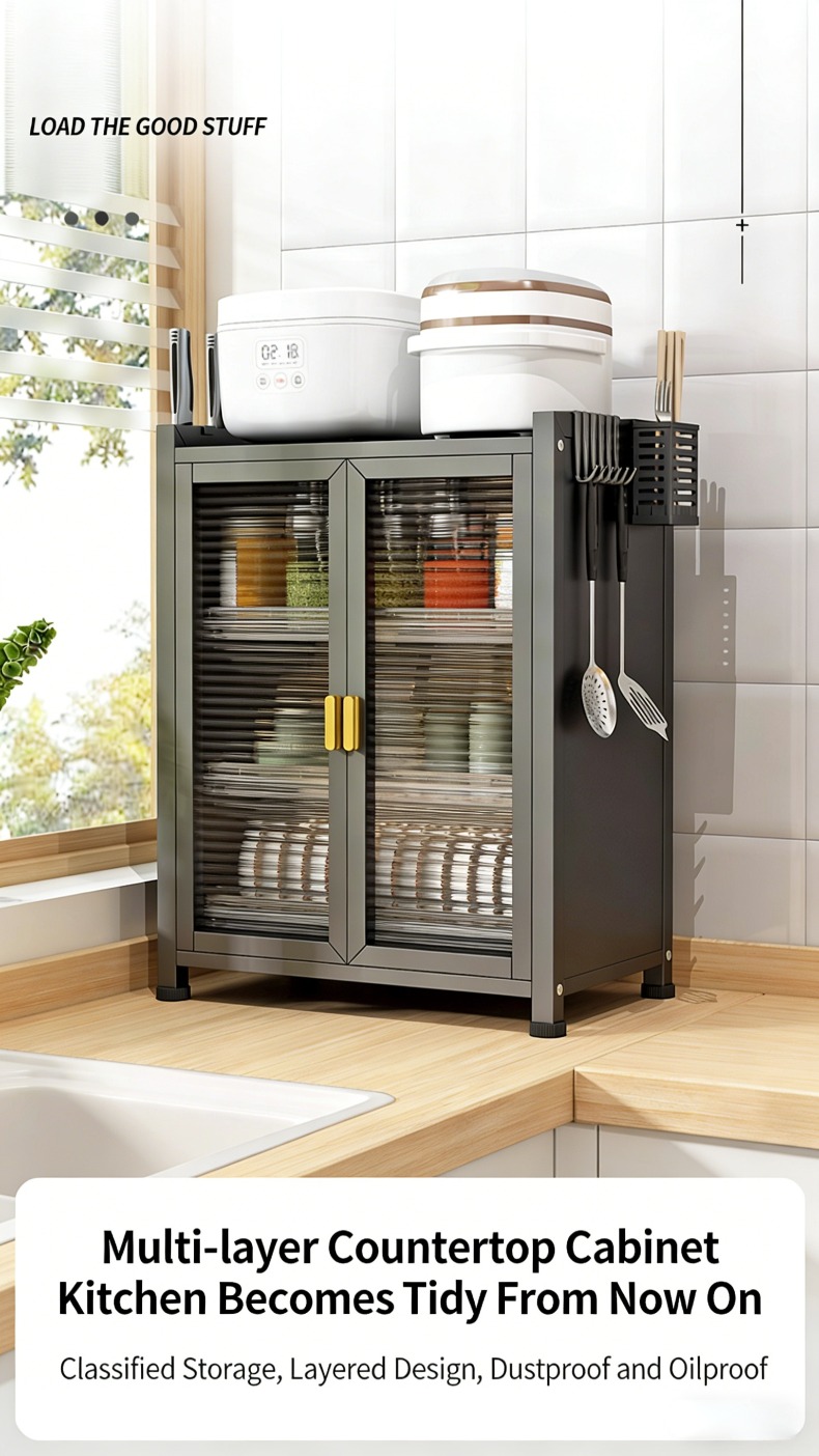 2/3 layer Kitchen Dish Cabinet Dustproof Bowl And Plate Dish Organizer ...