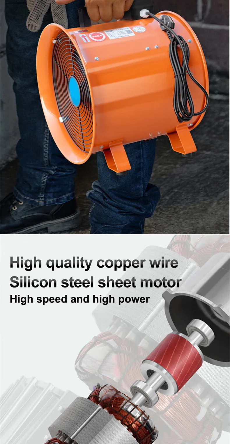 Exhaust Fan 8/10/12 Inches 370W Portable Axial Flow Fan Low Noise ...