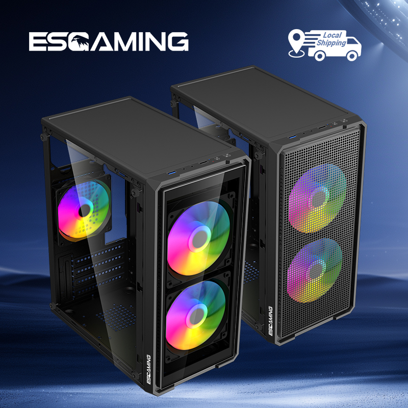 Esgaming CA01 PC Case With 2 RGB Fans MATX Gaming Case Tempered Glass ...