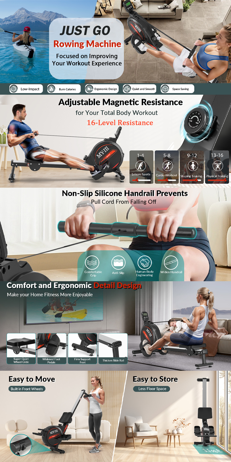 Rowing machine Home fitness training equipment Hydraulic folding double ...