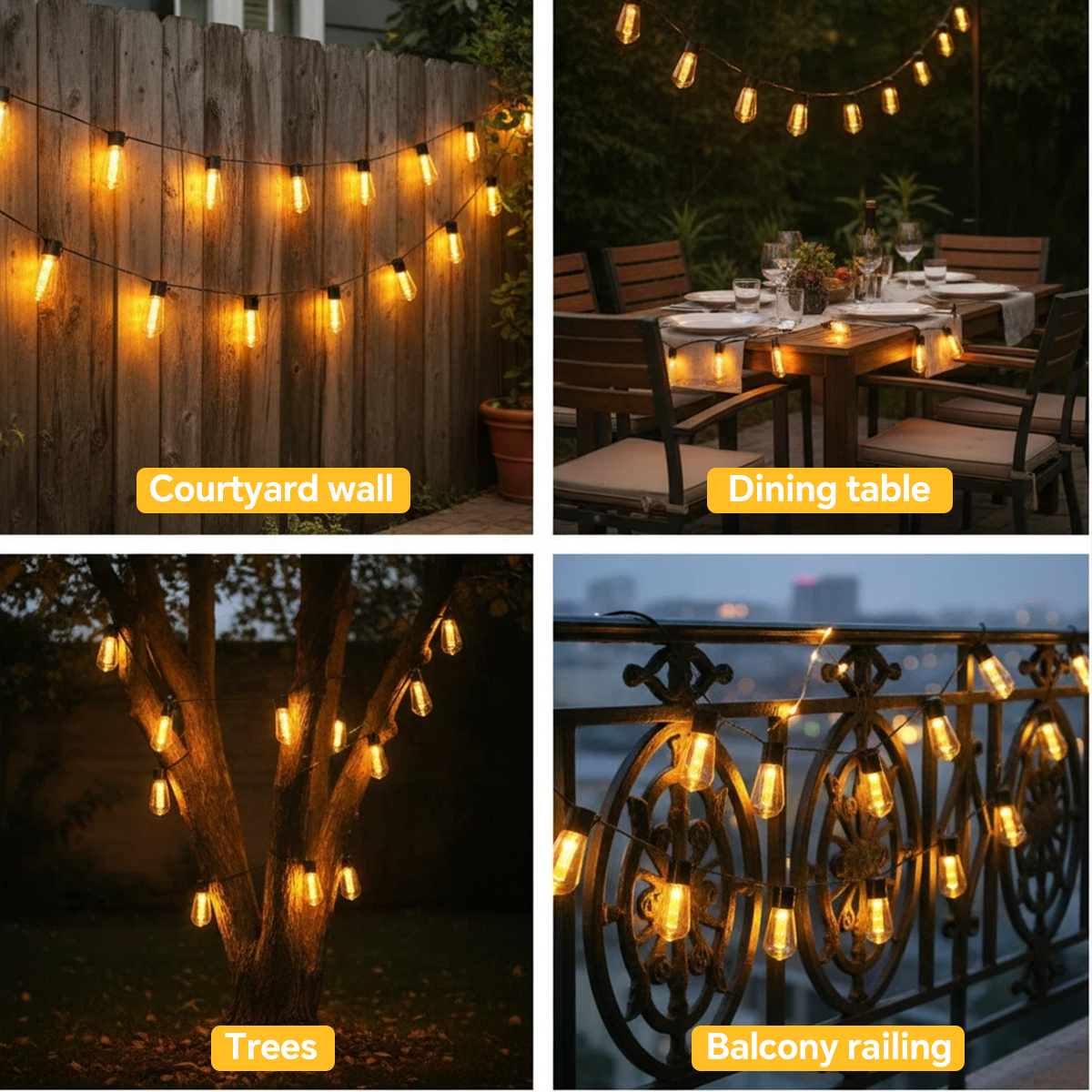 S14/G50 Solar string lights Outdoor Patio Globe Fairy String Lights ...