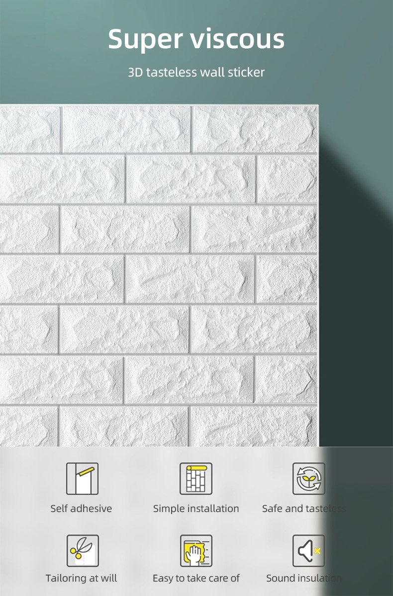 Wallpaper 50pcs 35X38.5cm Wall Stickers PE Foam 3D WallPaper Brick ...