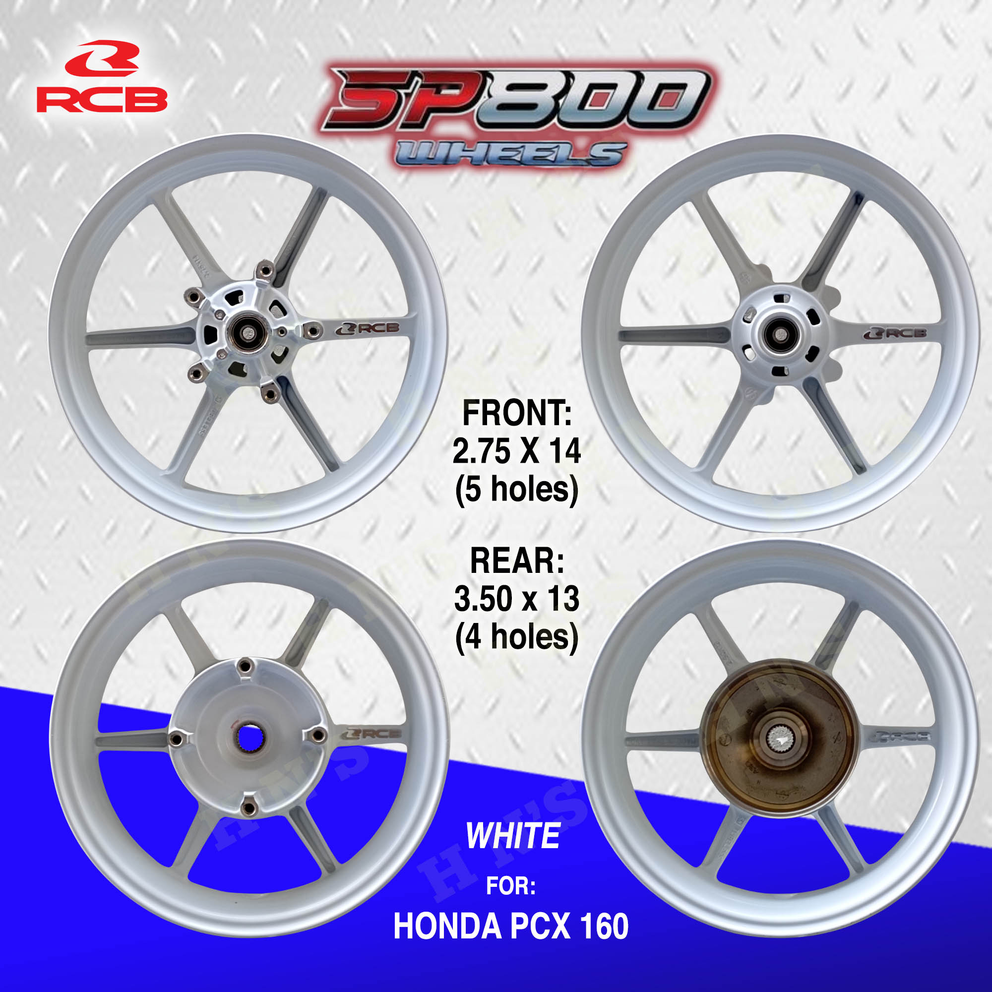RACING BOY RCB SP800 Mags White for Honda PCX 160 ( Front 5 Holes ...