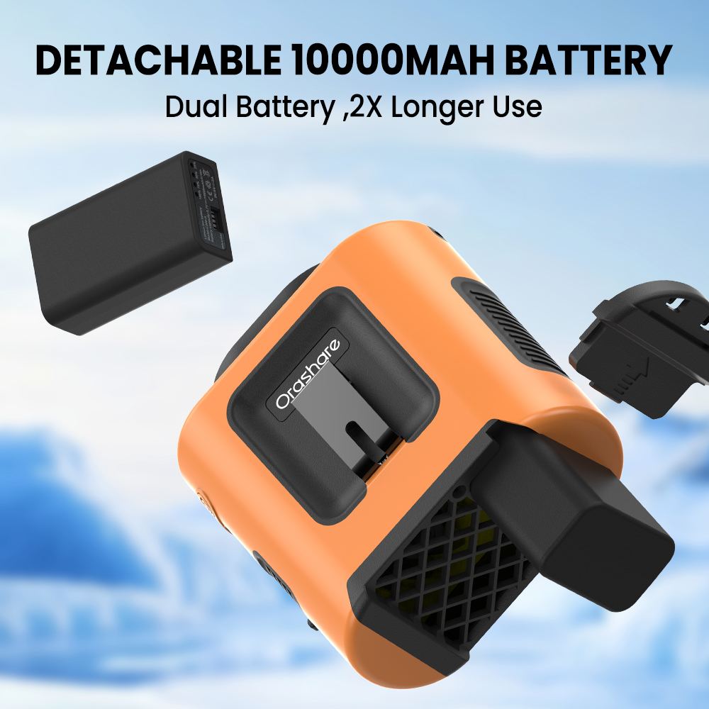 Orashare C200 20000mAh Rechargeable Waist Fan with Detachable Battery ...