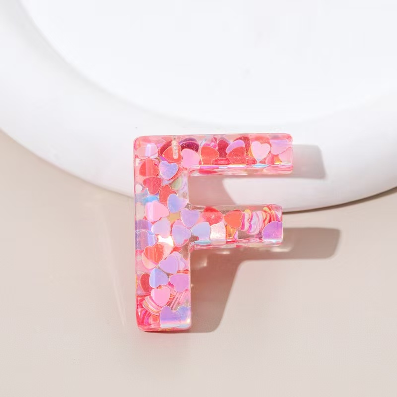 Pink heart sequined English letter DIY resin large perforated bag ...