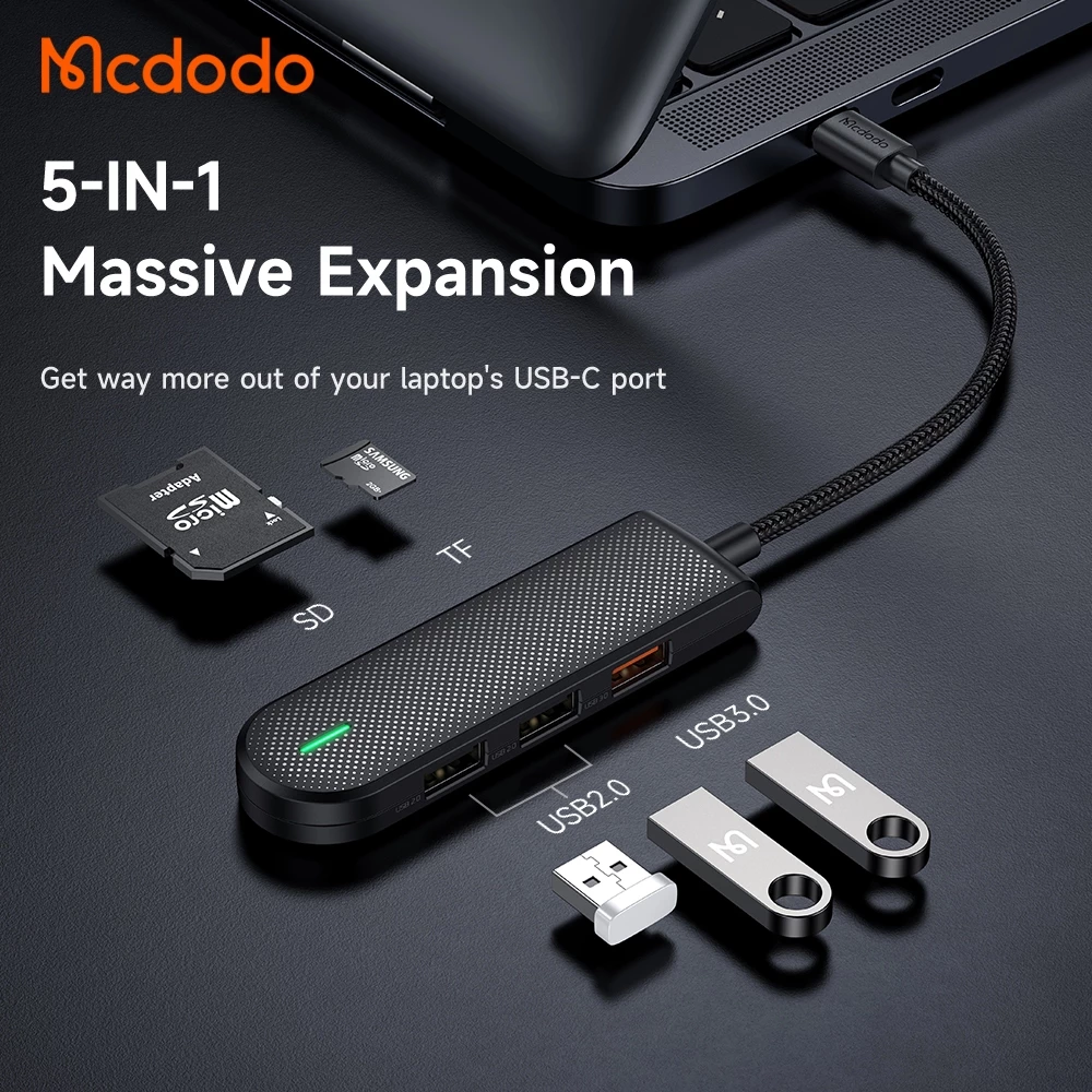 Mcdodo HU-143 5-in-1 Converter Adapter 2 USB-2.0/1 USB-3.0/1-SD+1-T ...