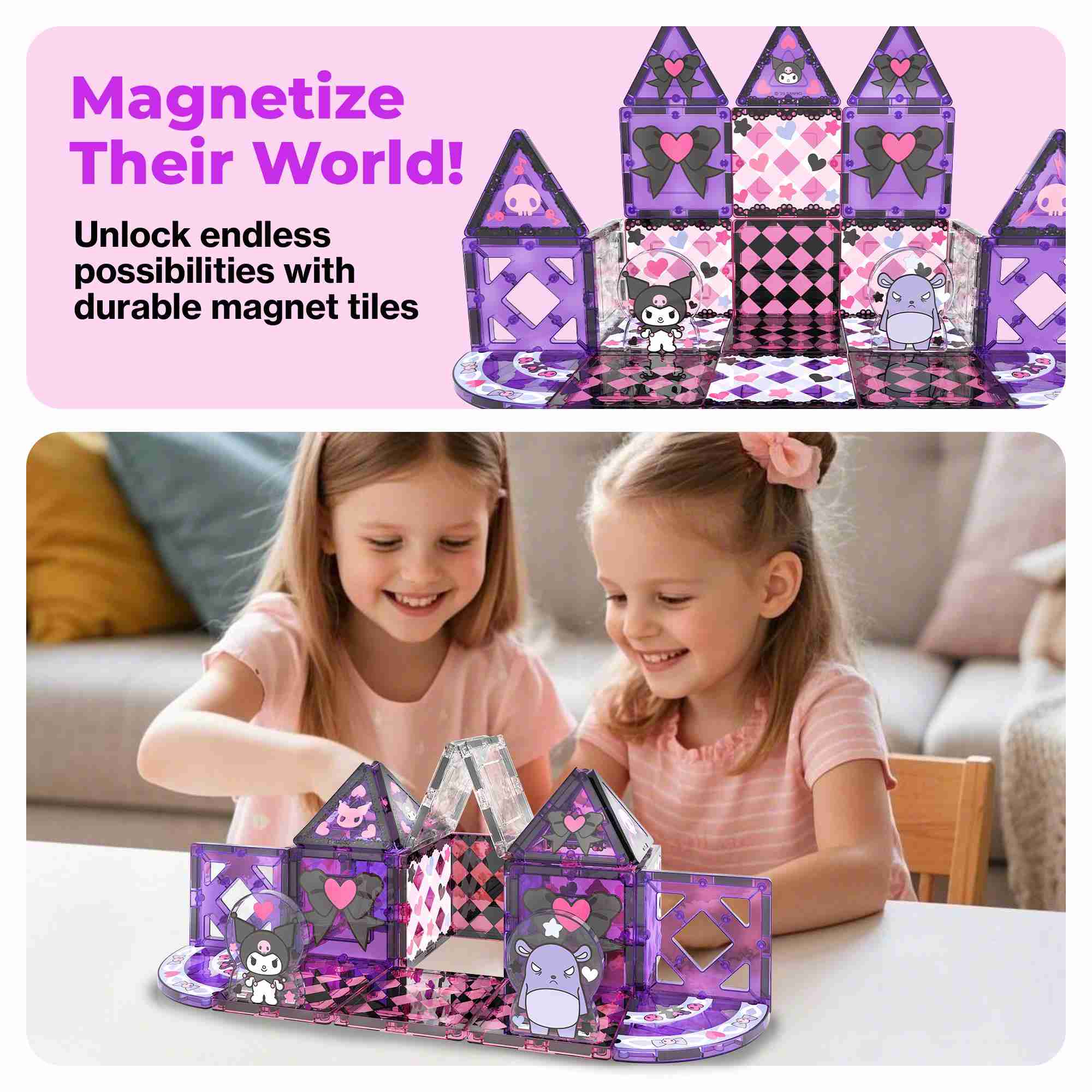 Kuromi Picasso Tiles 28 pieces Magnetic Tiles for Kids Ages 3+ | Shopee ...