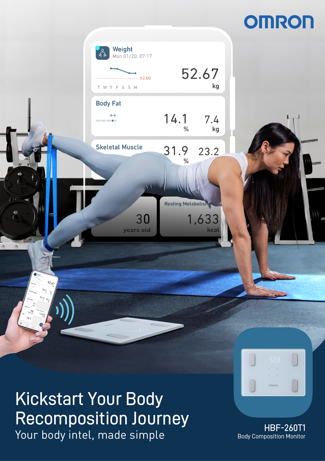 Omron HBF-260T1-APB Body Composition Monitor Bluetooth | Shopee Philippines