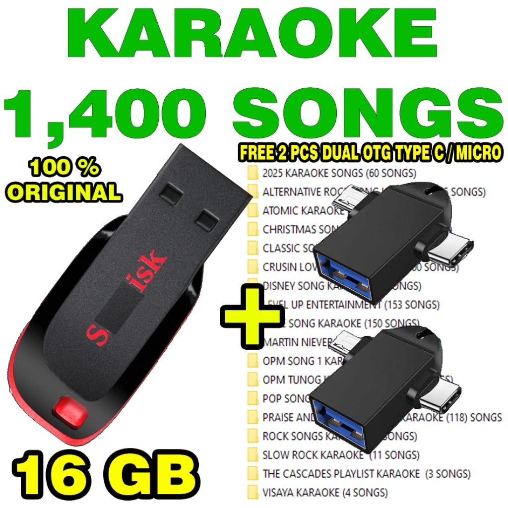 USB FLASHDRIVE WITH OFFLINE KARAOKE SONGS/MUSIC HIGH QUALITY FREE DUAL ...