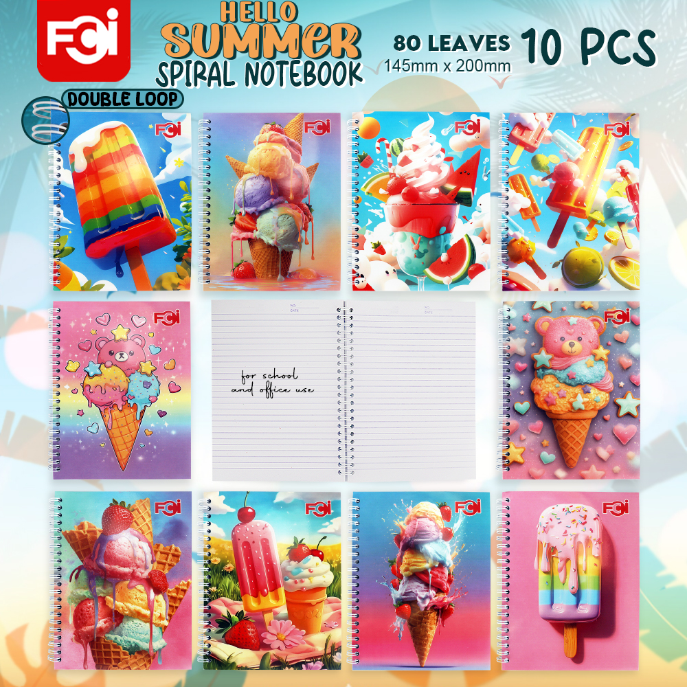 FCI Spiral Notebook Assorted Design 80leaves 10pcs per ream (Sold per ...