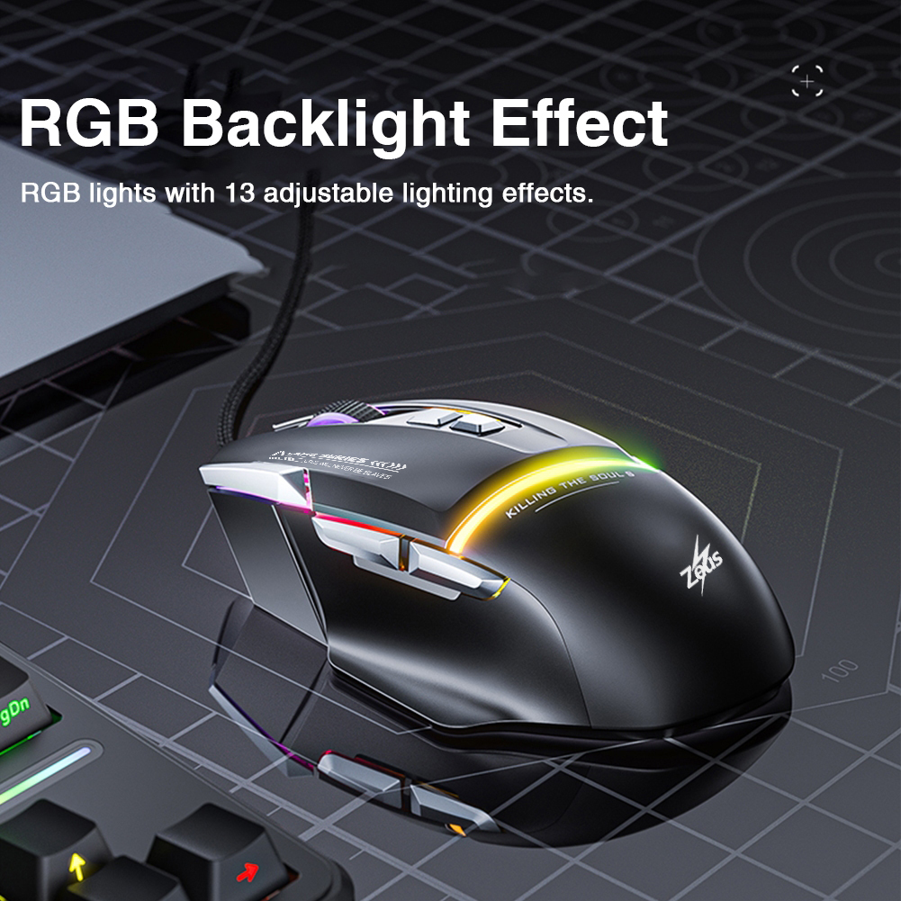 Zeus ZM816 Wired Esports Game Mouse RGB Backlight Effect Mecha Style Up ...