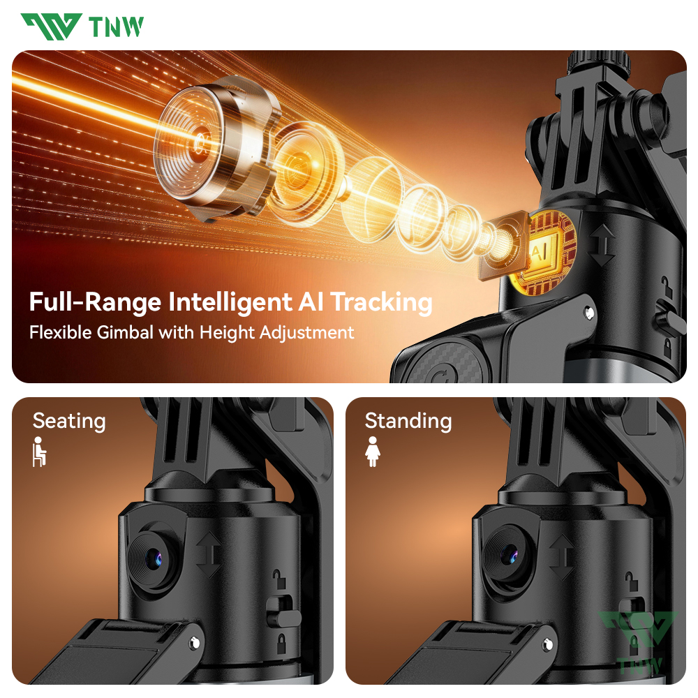 TNW S30Max AI Face Tracking Tripod 1.8M Selfie Stick With Bluetooth ...