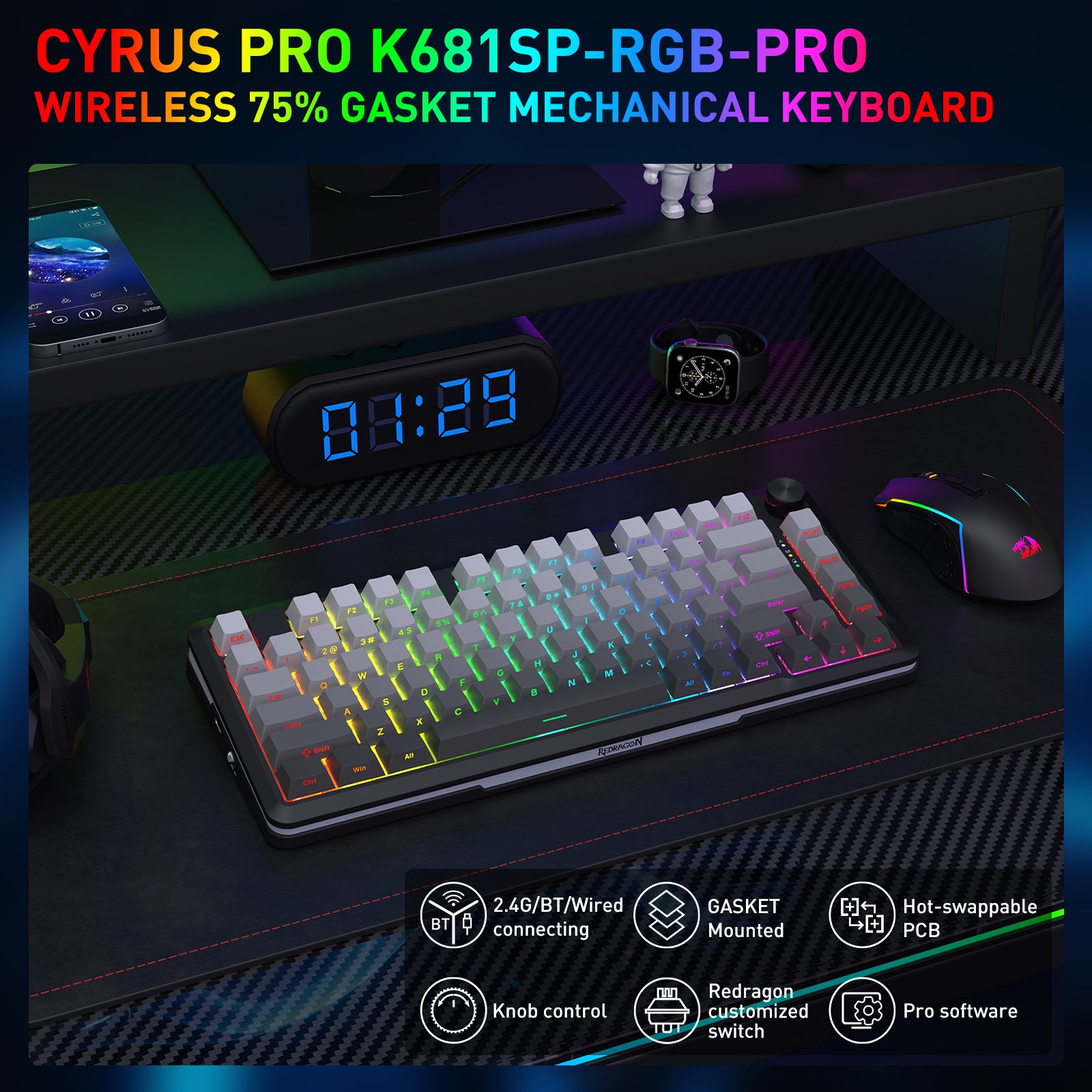 Redragon Cyrus Pro Wireless Gaming Keyboard (K681SP-RGB_PRO) | Shopee ...