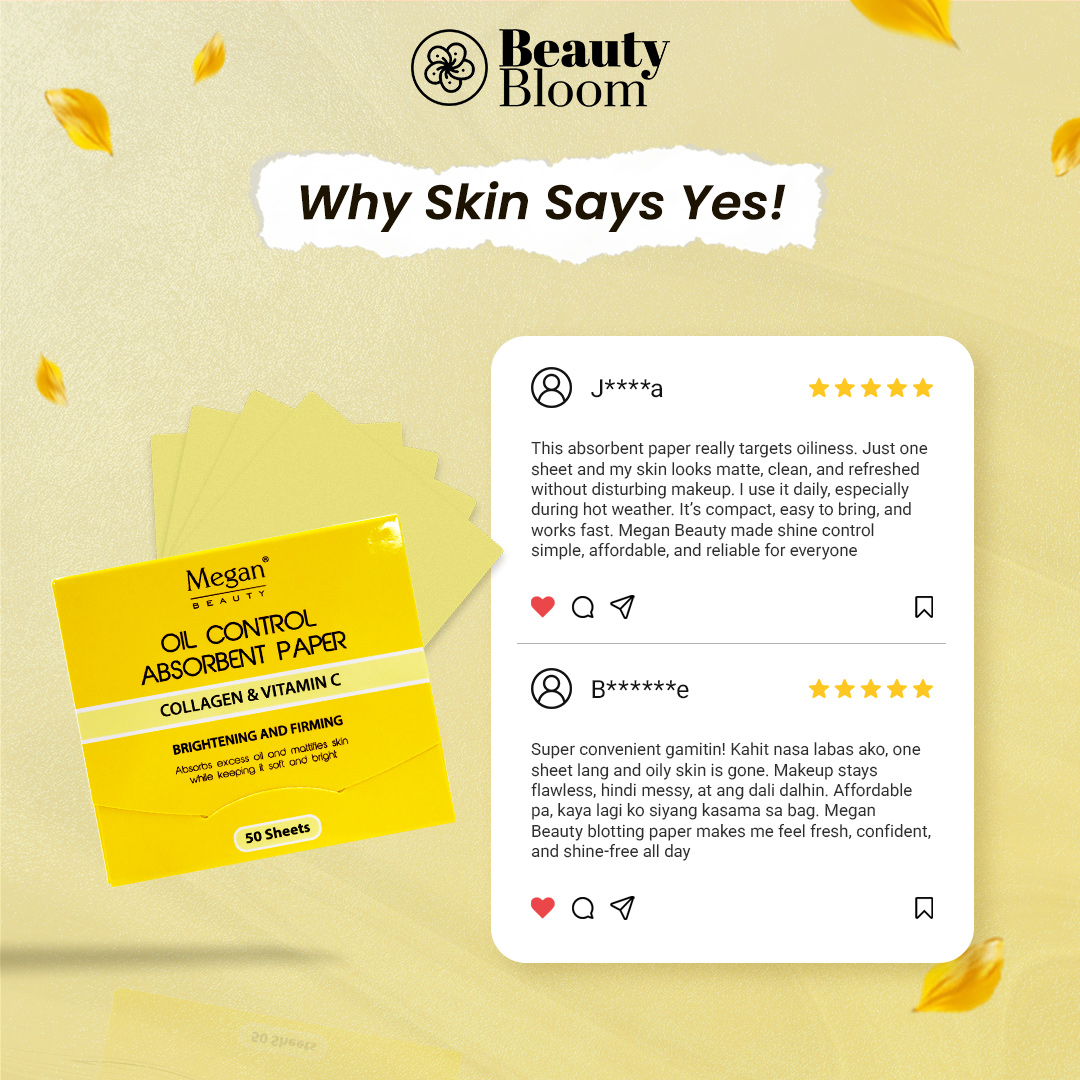 Megan Oil Absorbent Paper - Collagen Extract 50's | Shopee Philippines