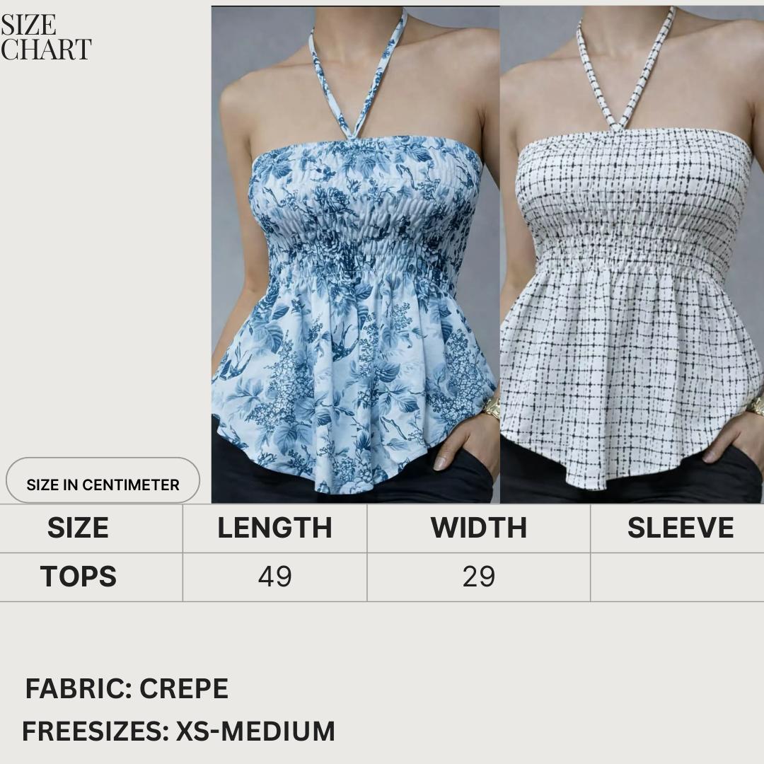 Ayah Halter Neck Printed Casual Smocking Top Sleeveless Womenswear in ...
