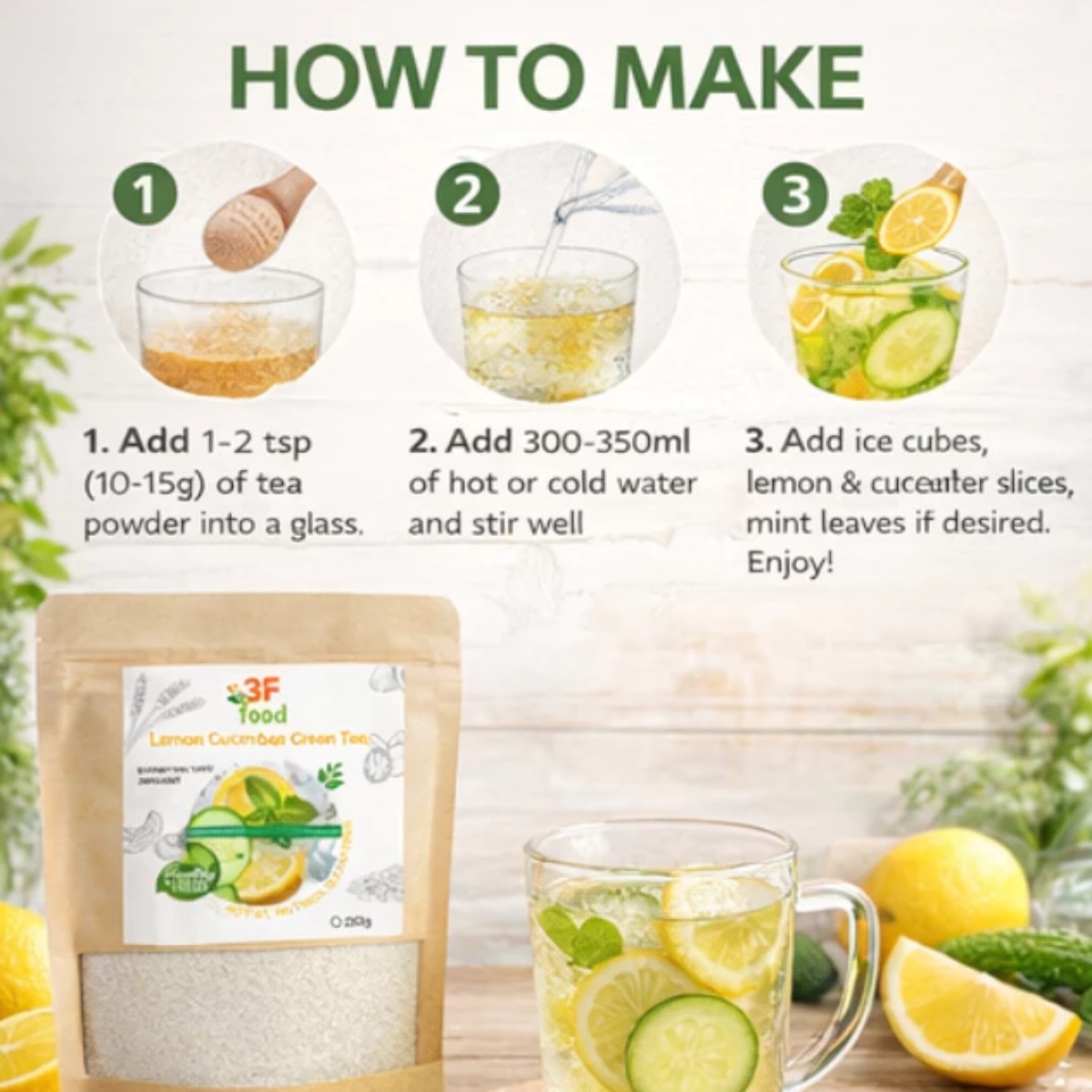Lemon Cucumber Green Tea Powder – Detox Drink for Digestion & Reduce ...
