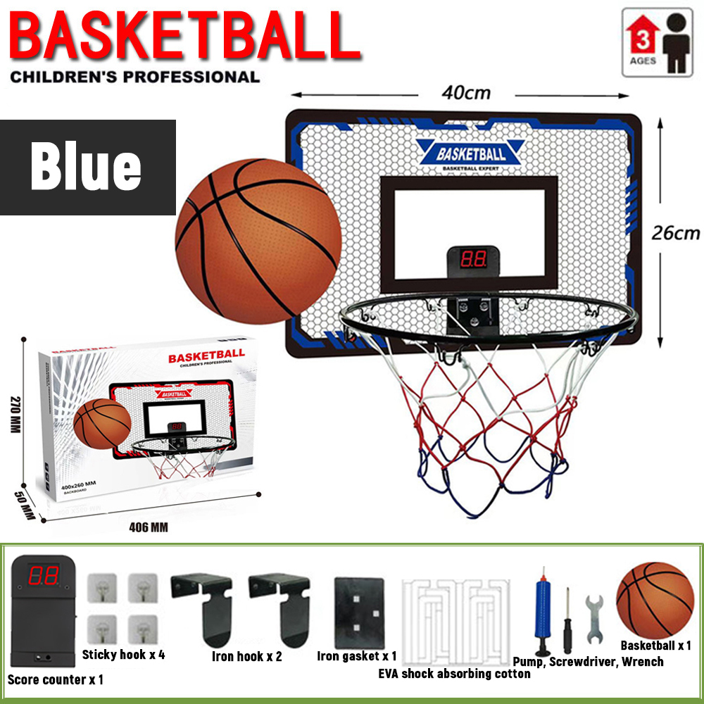 Indoor Kids Basketball Set Hoop with Dunk Function Scoreboard Backboard ...