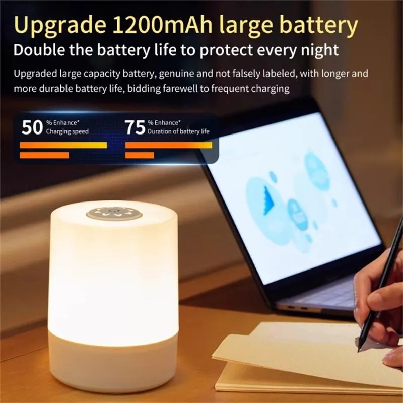 Rechargeable Bedside Lamp Dimmable Touch Tricolor Night Light Table LED ...