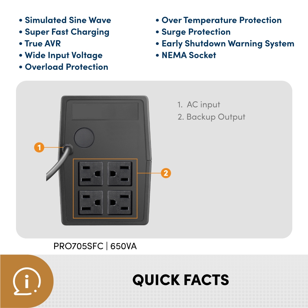Special Bundle of 2 PRO705- 650VA 390W UPS with AVR for Power Backup ...
