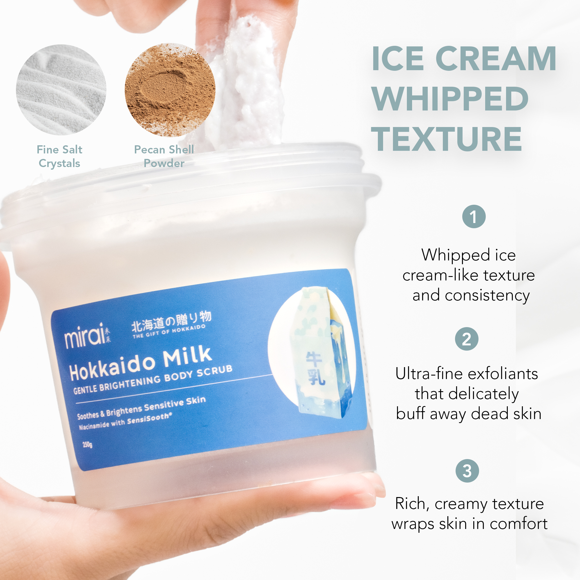 Mirai Hokkaido Milk Duo Gentle Brightening Body Scrub With Niacinamide ...