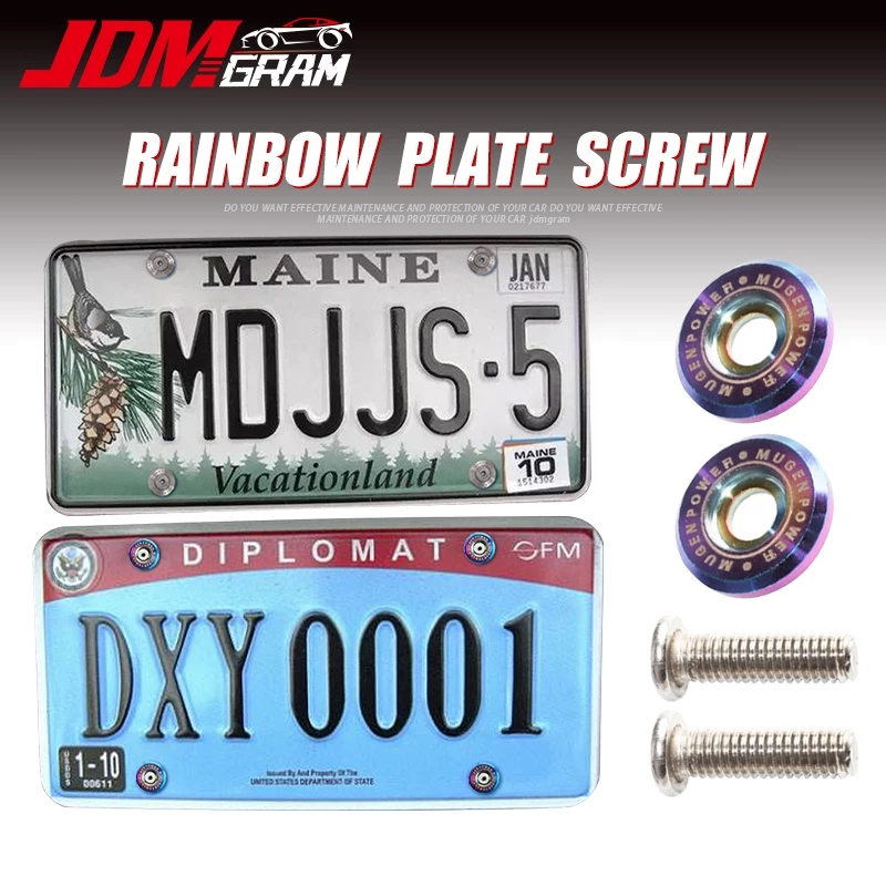 Box Packaging 2PCS Mugen Titanium Alloy Car License Plate Screws 2PCS ...