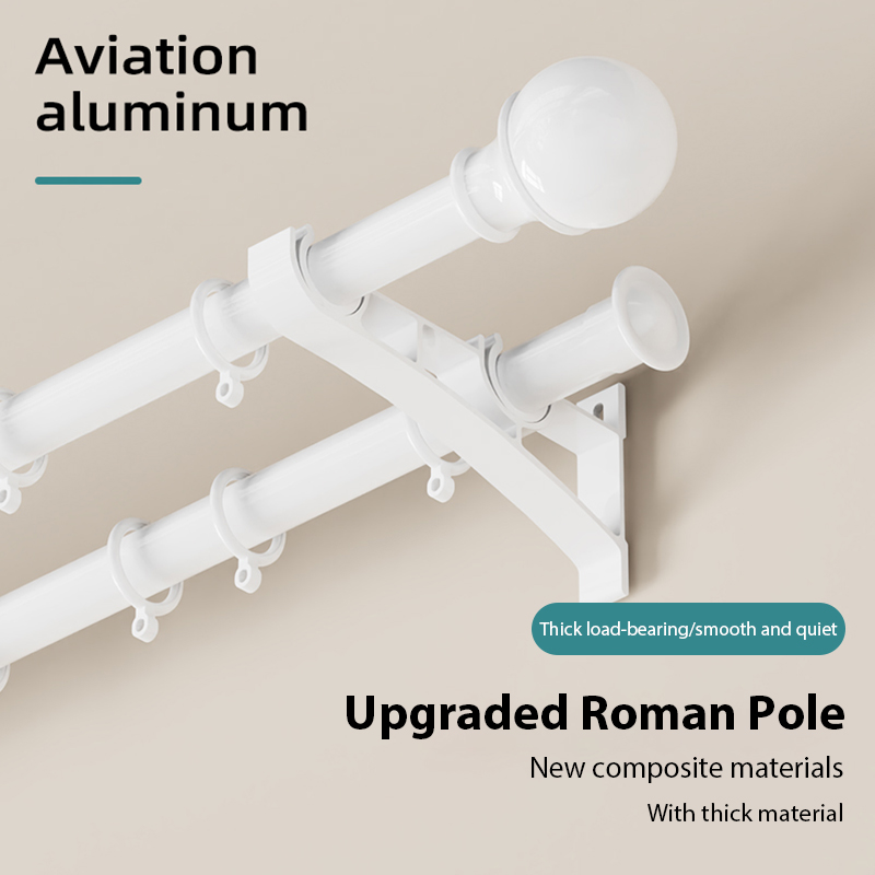 18-144‘’ White Curtain Rod With Double pole Bracket For Window Roman ...