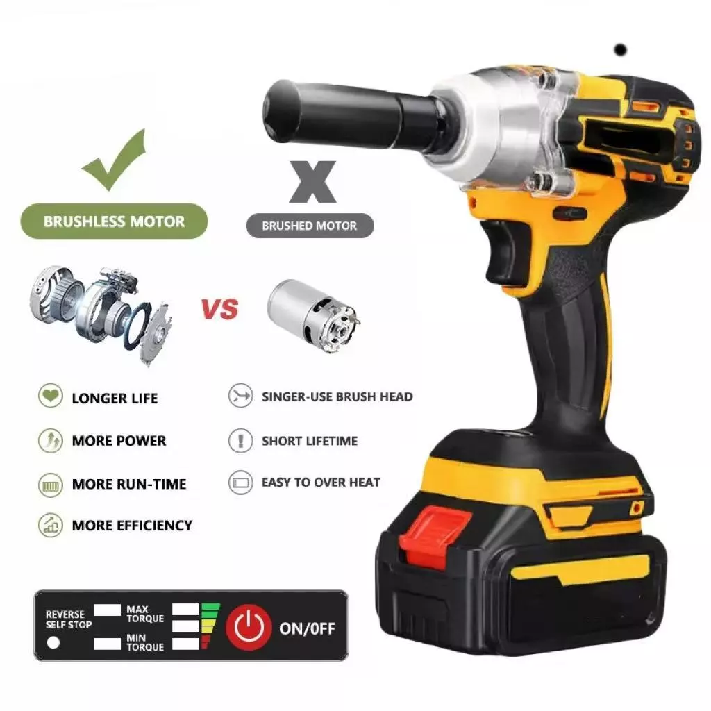 ToolHub Impact Wrench Rechargable Drill Driver Cordless Brushless High Torque Wrench Heavy Duty ...