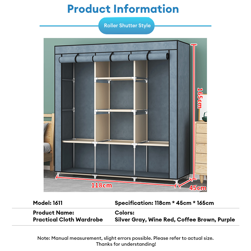 SPACEMADER Wardrobe Clothes Organizer Cabinet Zipper Closet Cabinet ...