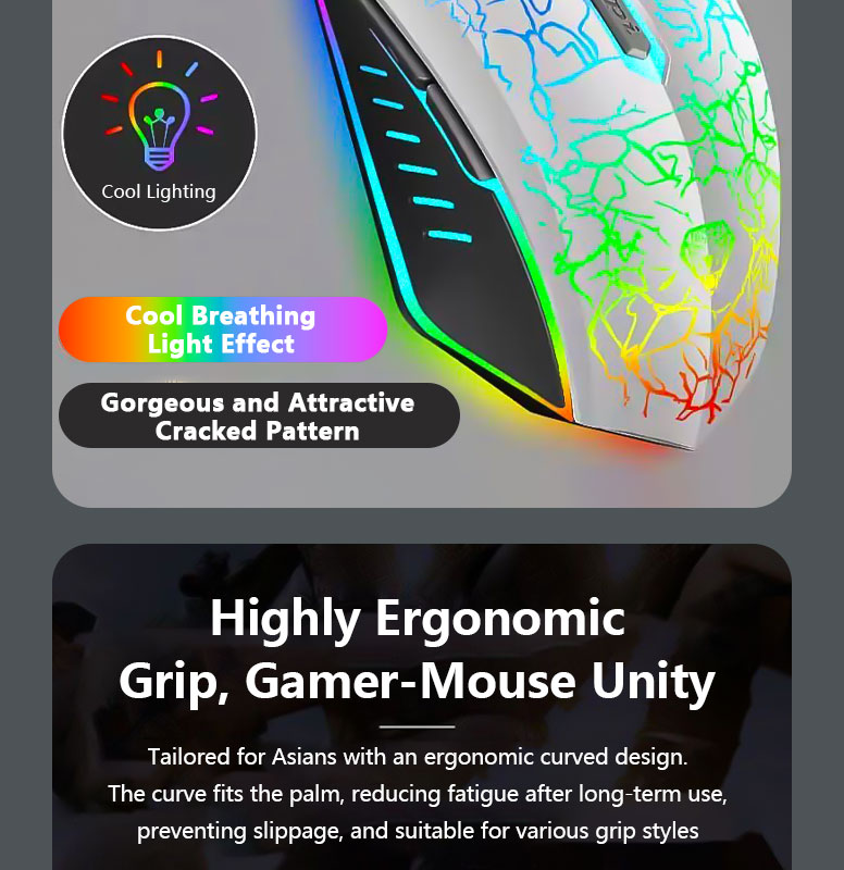 USB Luminous Gaming Mouse with Wire for Computer Laptop Gaming Office ...