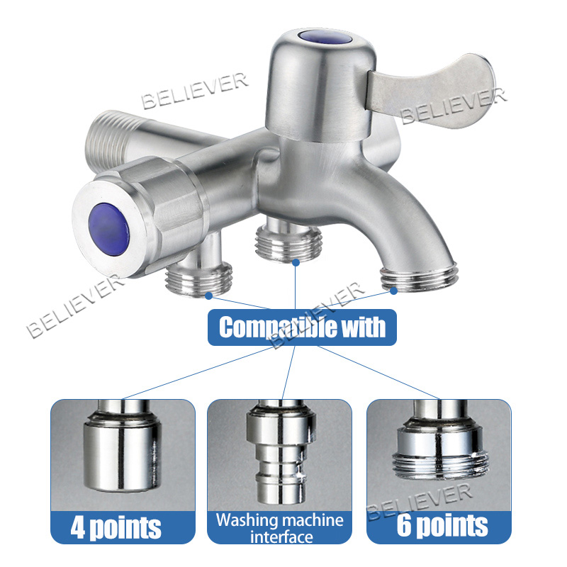 3 way faucet SUS304 Faucet Multifunctional Stainless Steel Faucet Three ...