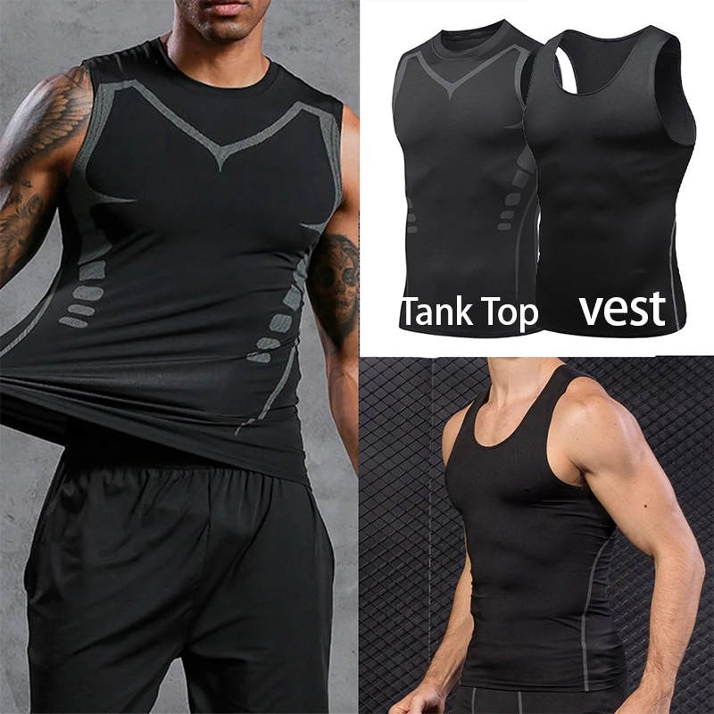 SELCS Men's Compression Shirt for Basketball Sports Vest Fitness Quick ...