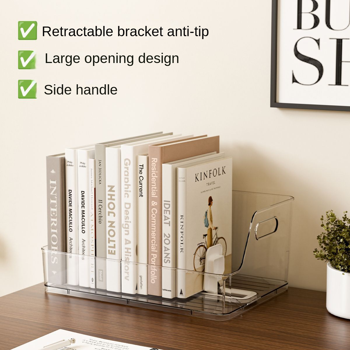 Nakahabang transparent na kahon para sa pag iimbak ng mga libro at pag ...