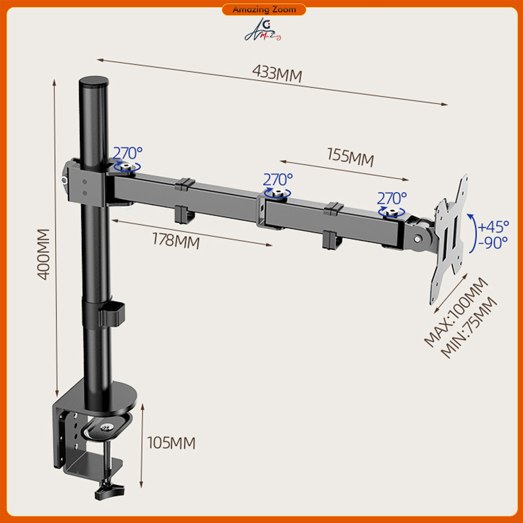 Monitor Mount Bracket Computer Monitor Desktop Mount Adjustable Monitor ...