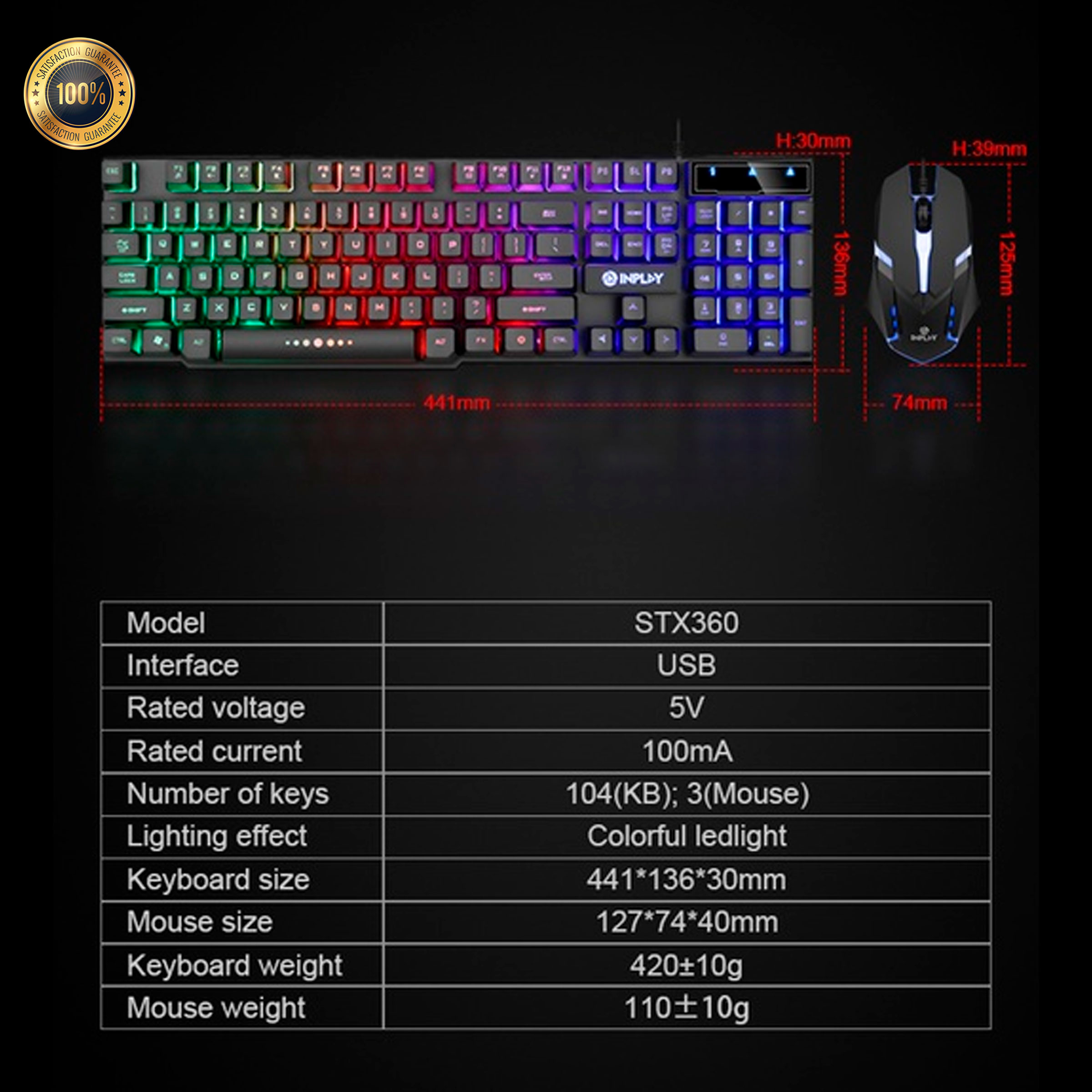 PCTECH_Inplay STX360/STX200 keybaord mouse bundle (RGB) black/white ...