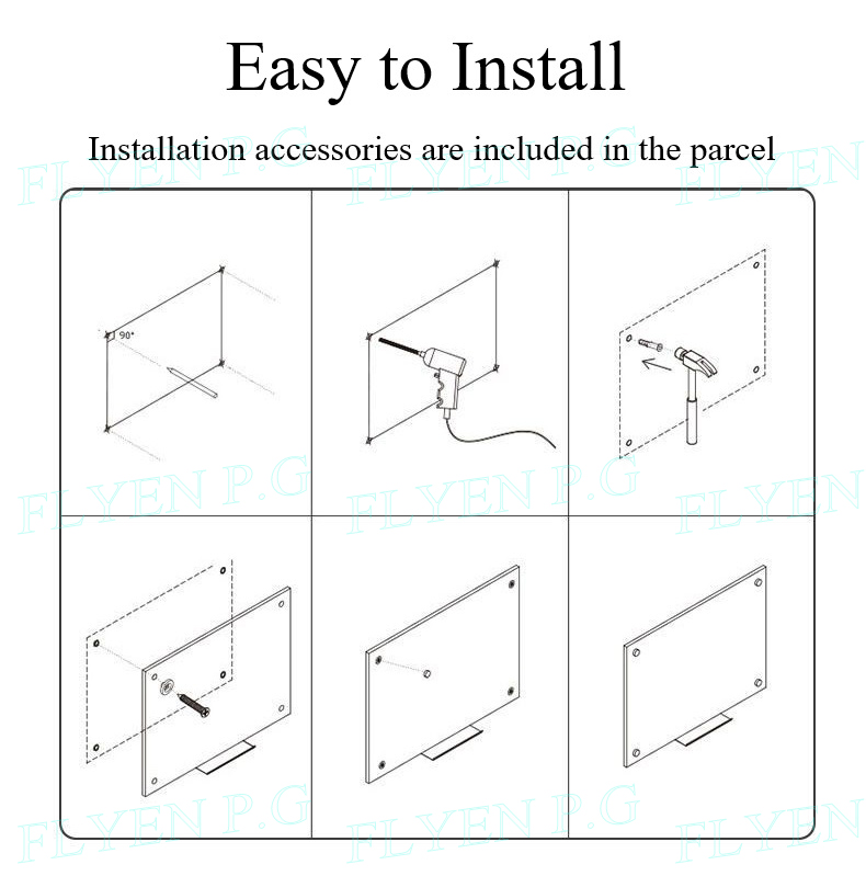 Tempered Glass Writing Board Magnetic Erasable Writing Board for Home ...