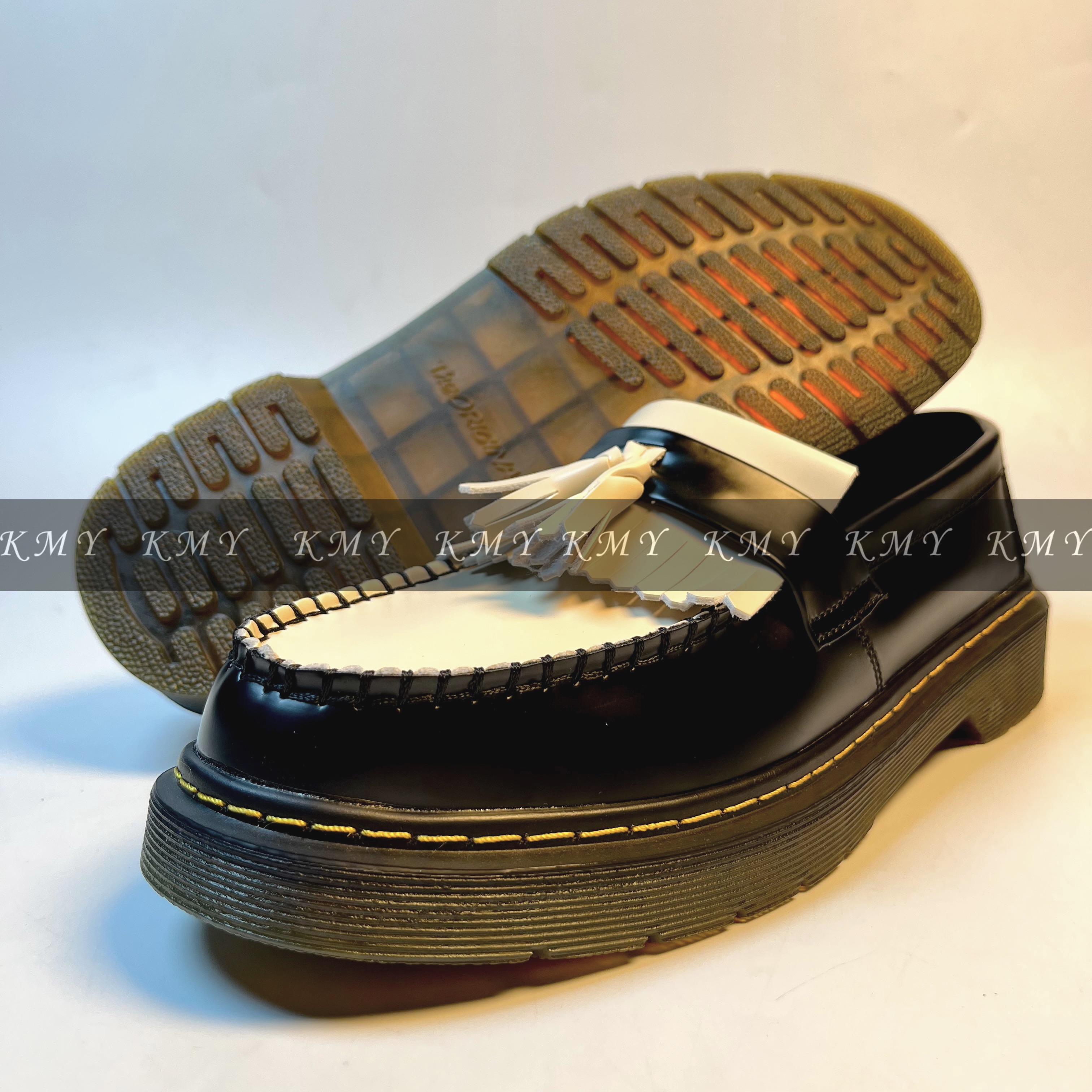 KMY new arrived black Tassel loafers student leather shoes slip on men ...